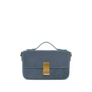 APATCHY LONDON Flora Top Handle Suede Denim Bag - Blue