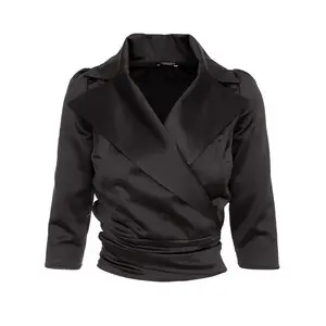 AVENUE N°29 Satin Lapel Wrap Blouse With Bow