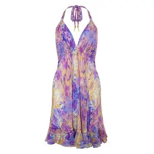 SOPHIA ALEXIA Desert Breeze Mini Ibiza Silk Dress - Purple/yellow