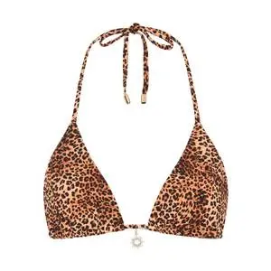 SOLEIL STATE Sunseeker Leopard Triangle Bikini Top - Brown/black