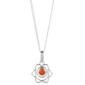 CHARLOTTE'S WEB JEWELLERY Sacral Chakra Carnelian Pendant Necklace - Silver
