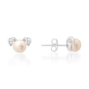 KYLIE HARPER Sterling Puppy Dog Pearl And Cubic Zirconia Stud Earrings - Silver