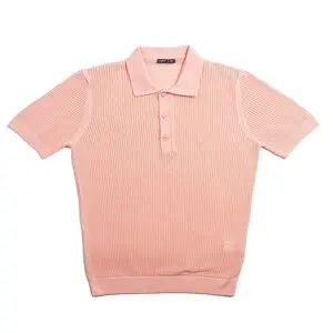 EIGHT X Zephyr Short Sleeve Button Up Crochet Shirt - Pink