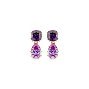 SALLY SKOUFIS Gold Vermeil Drop Earrings With Made Amethyst - Gold/yellow