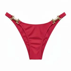 ACQUA PURA Coco Bikini Bottom With Gold Buckles - Red