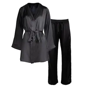 JE MÉRITE (I DESERVE) Silk Shirt Dress & Tuxedo Pant Set - Black
