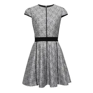 SMART AND JOY Fit-and-flare Printed Suede Dress