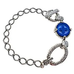 GEM KINGDOM Sterling Silver Lapis Link Bracelet