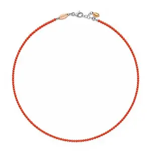 UNALOE Sterling Silver Mediterranean Red Coral Necklace