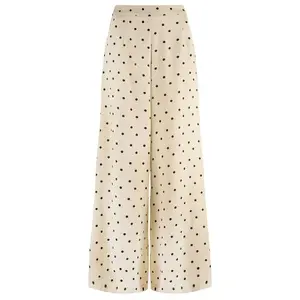 TRAFFIC PEOPLE Cream Polka Dot Wide Leg Trousers - Black