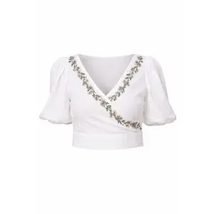 ASHITA FERNANDES Floral Printed Linen Crop Top