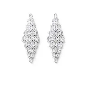 MAISON DE GALA Marquise Crystal Statement Earrings - Silver