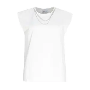 CIRCULAR PATH Sleeveless Round Neck T-shirt With Necklace