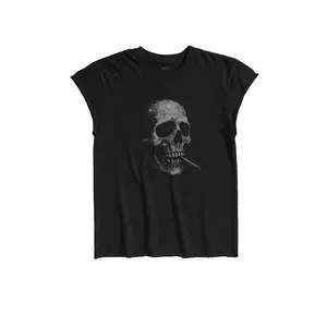 OTHER UK Smoking Skull Rocker Tee - Black