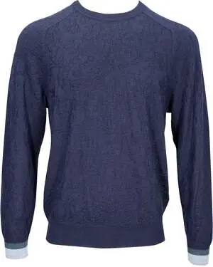 LORDS OF HARLECH Colin Jacquard Paisley Sweater - Blue
