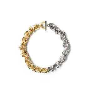 ADRIANA PAPPAS DESIGNS Mixed Metal Chain Bracelet - Gray/yellow