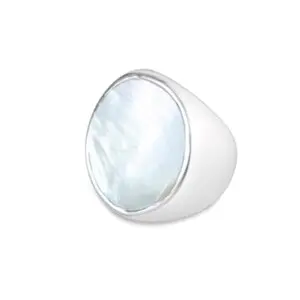 GEM BAZAAR JEWELLERY White Mother Of Pearl Sterling Silver Statement Ring - White/silver
