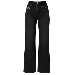 OTTHIE Embellished High-waisted Wide-leg Denim Pants