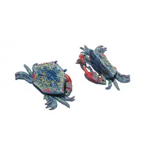 NANA WATANABE Crab Sculptural Embroidered Earrings - Blue