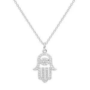 KAMARIA Hamsa Crystal Pendant Necklace - Silver