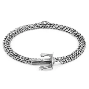 ANCHOR & CREW Union Anchor Double Chain Bracelet - Silver