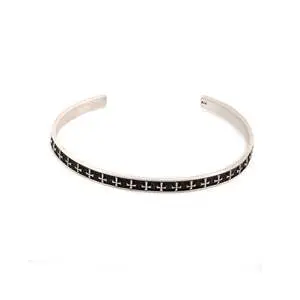 EBRU JEWELRY Sterling Silver Cross Cuff Bracelet - Black/silver