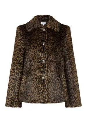 ISSY LONDON Isla Vegan Faux Fur Cheetah Jacket - Brown