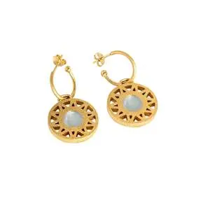 CLAIRE HILL DESIGNS Geometric Mother Of Pearl Hoop Earrings - Gold