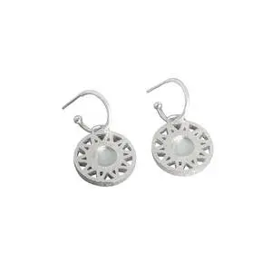 CLAIRE HILL DESIGNS Geometric Mother Of Pearl Hoop Earrings - Silver