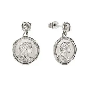 BERMUDA WATCH COMPANY Maivelle Athena Coin Drop Earrings - Silver