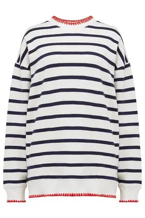 SUGARHILL BRIGHTON Noah Striped Sweatshirt With Embroidery - Blue/white