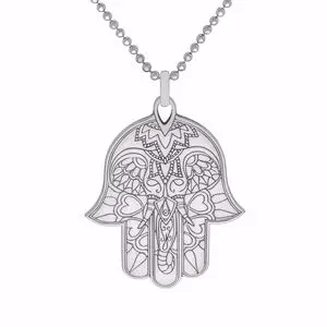 CARTERGORE Hamsa Hand Pendant Necklace - Silver