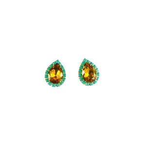 THE PINK REEF Pear Stud Earrings - Yellow