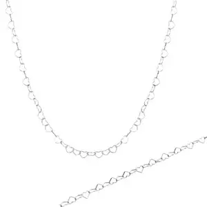 SPERO LONDON Love Heart Sterling Chain Set - Silver