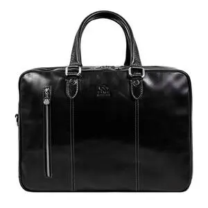 TIME RESISTANCE Leather Convertible Briefcase Backpack - Black