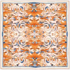 KARGEDE Designer Silk Scarf – Square, Mulberry Twill - Orange