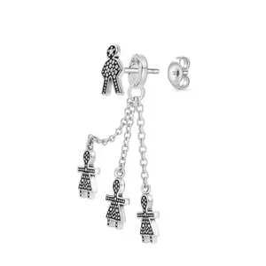 UNALOE Sterling Family Charm Chain Drop Earrings - Silver