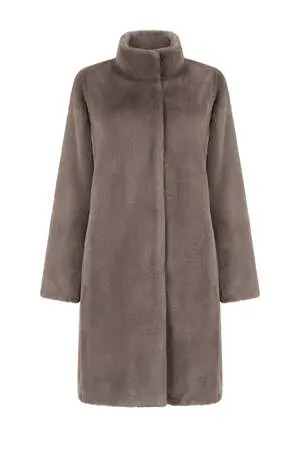 ISSY LONDON Bette Faux Fur Coat - Brown