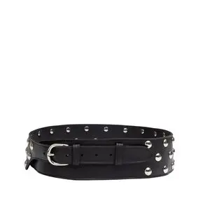 JUAN-JO Wide Leather Belt With Silver Tone Studs
