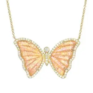 KAMARIA Sunlight Topaz Butterfly Pendant Necklace - Orange