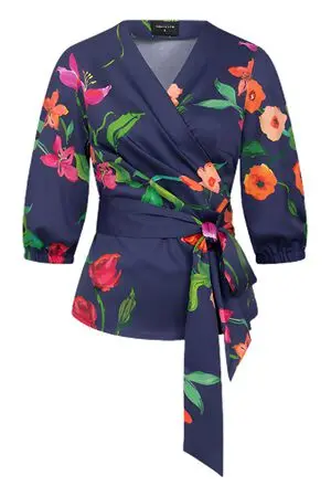 MARIANNA DÉRI Floral Print Wrap Blouse