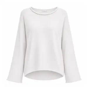 FIORA MUSE Relaxed Wide Sleeve Cashmere Sweater - White