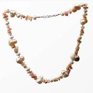 AMONTA Baroque Pearl And Pink Opal Necklace