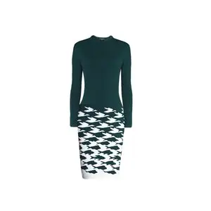 RUMOUR LONDON Sea & Sky Knitted Jacquard Dress - Green
