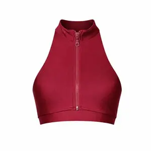BELLETAGE SWIMWEAR Trail Ride Zip Mock Neck Bikini Top