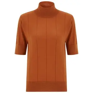 PERALUNA Betty High Neck Knit Blouse - Orange