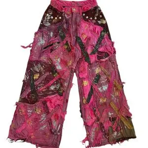 ZASTASTUDIO Wearable Ruins Wide-leg Denim Pants - Pink