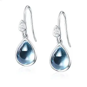 JANUS EDINBURGH Scarab Sterling Blue Topaz Drop Earrings - Silver