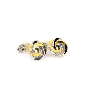 DAVID WEJ Ring Circle Cufflink – Silver Gold - Gray/yellow