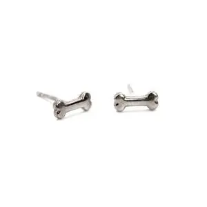 VICSTONENYC FINE JEWELRY Dog Bone Sterling Stud Earrings - Silver